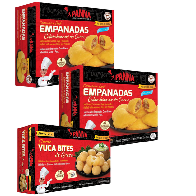 2 Boxes of Colombian Beef Empanadas + 1 Box of Yuca Bites x 10 | 2 Caj ...