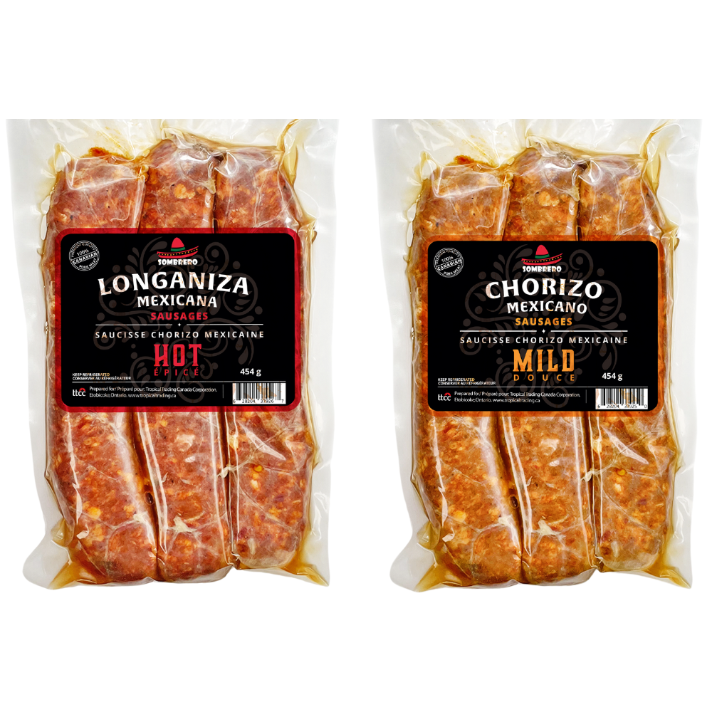 Chorizo Mix | Longaniza Spicy | Chorizo Mild | By Sombrero ...
