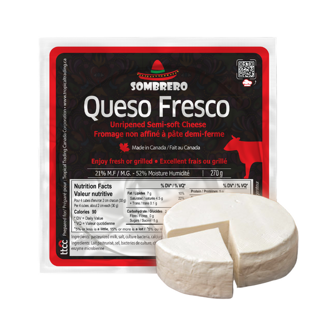 Fresh Cheese 380-450Gr | Queso Fresco | By Sombrero | SombreroLatinFoods.ca