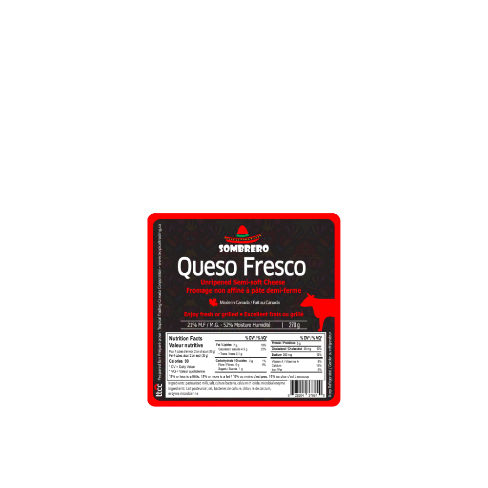 Fresh Cheese 270Gr | Queso Fresco | By Sombrero | SombreroLatinFoods.ca